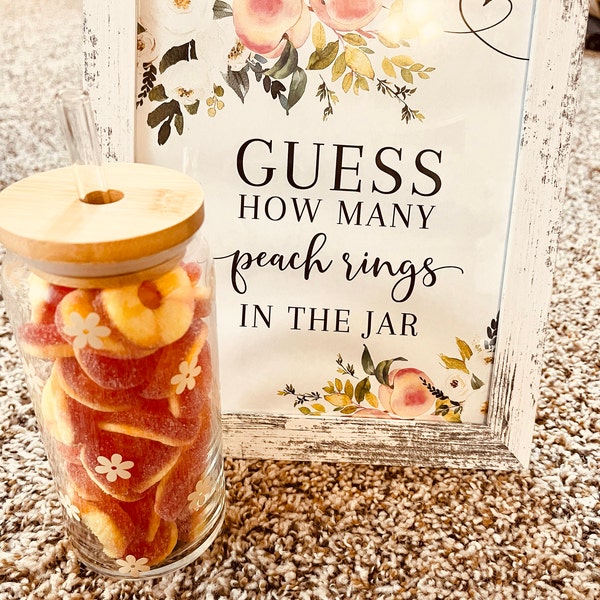 White Floral Peach Guess How Many Peach Rings Game Sweet Peach on the ...