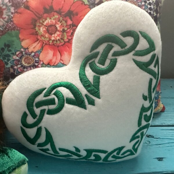 Celtic Irish St Patrick's Day Valentines Green and White Heart Plush ...