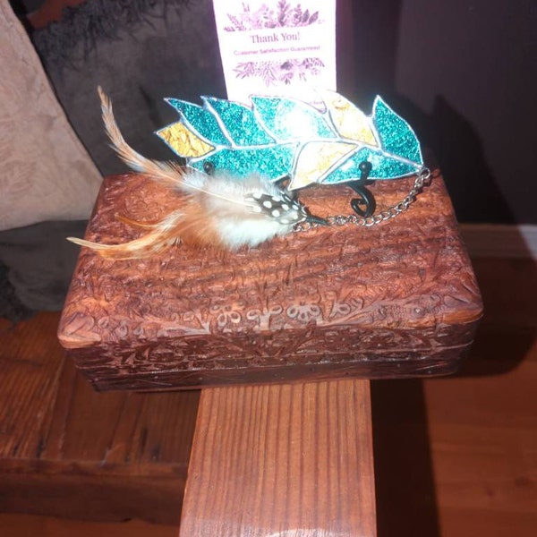 Beautiful Van Gogh Stained Glass Feather Suncatcher Sun Catcher W/ Real ...