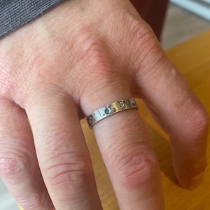 8MM 24K Gold Keum Boo Celestial Ring Silver&gold Rustic Ring | Etsy