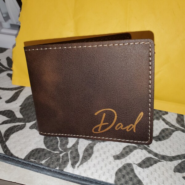 Engraved Dad Gift, Men's Wallet, Custom Monogrammed Wallet ...