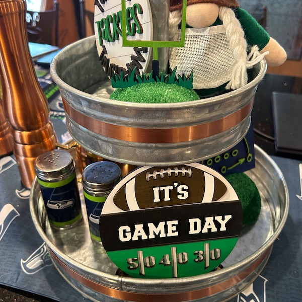 Football Tiered Tray Decor, Game Day Wooden Signs - Etsy