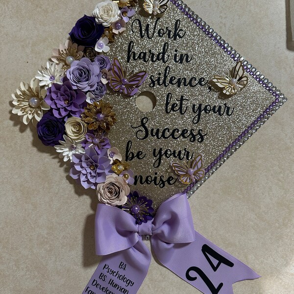 Graduation Cap Toppers/ Flower Graduation Cap/ Glitter Graduation Cap ...
