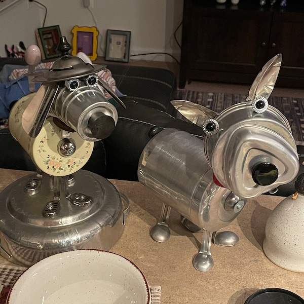 Dog Lifting His Leg on Fire Hydrant Sculpture - Found Object Art ...