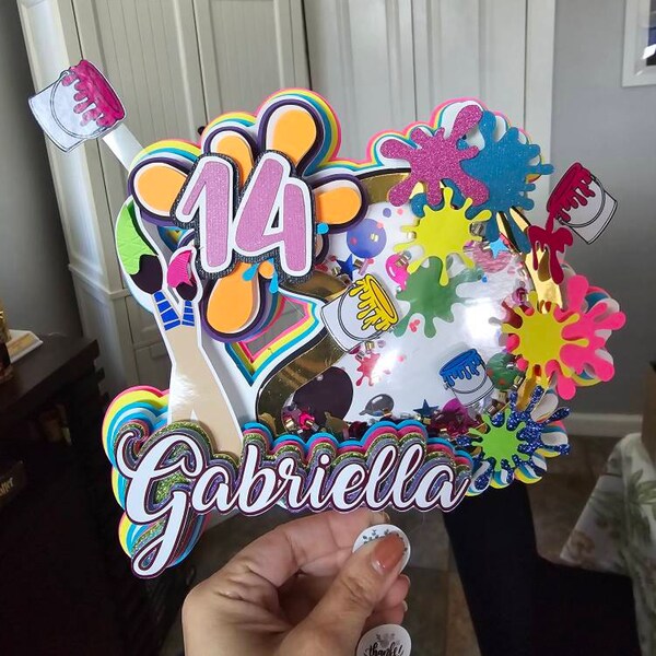 Paint Party Splatter Cake Topper/art Party Cake Topper/paint Shaker ...