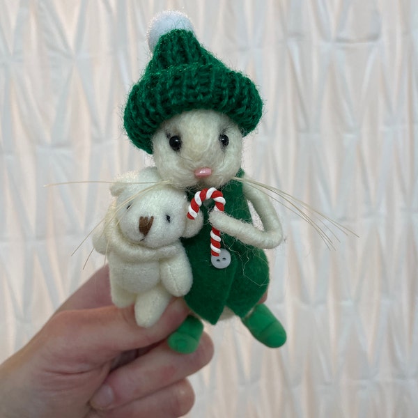 Needle Felted Christmas Mouse Elf, Christmas Decoration Gift, Handmade ...