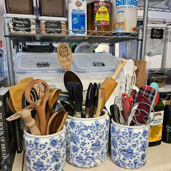 Extra Large Honey Bee/floral Utensil Holder, Honey Bee Caddy, Honey Bee ...