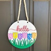Hello Spring Tulips Sign, Round Door Hanger Svg, Spring Welcome Sign ...