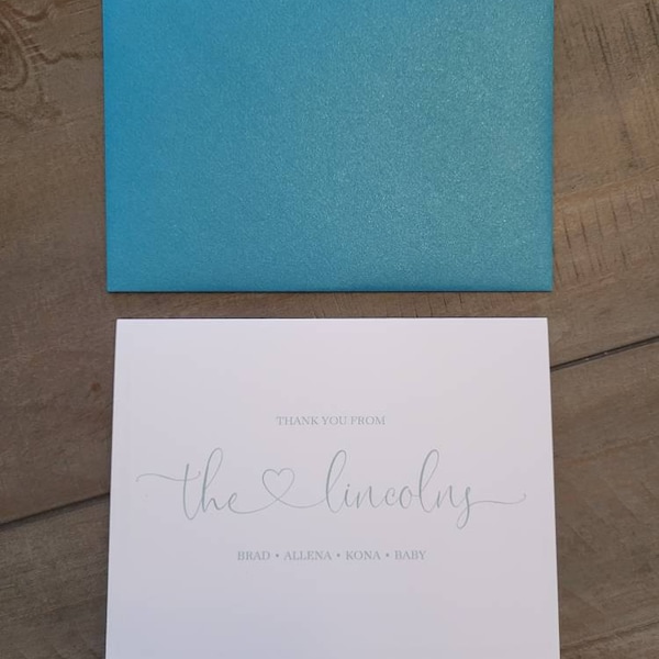 Personalized Family Thank You Cards, Set of 10 With Envelopes, Family ...