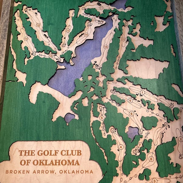 Custom Golf Course Map Engraved Golf Map Custom Golf Picture Wooden ...