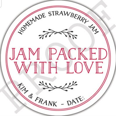 Custom Jam Packed With Love Stickers, Vintage Homemade Jam Round ...