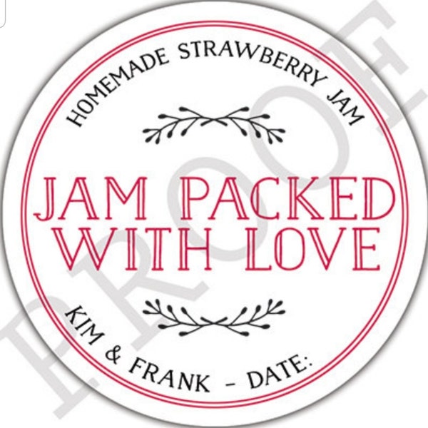 Custom Jam Packed With Love Stickers, Vintage Homemade Jam Round ...
