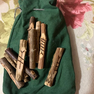 20 Celtic Tree Ogham Staves Made With Corresponding Woods With Pouch ...