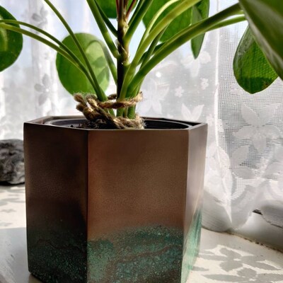 Rustic Bronze Planters Aged Bronze Plant Pots Unique Metal Planters - Etsy