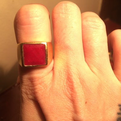Natural Ruby Ring, 925 Solid Sterling Silver, Red Ruby Square Cut Gemstone Ring, Rose Gold, 22K ...