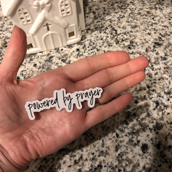 Powered by Prayer Sticker, Faith Decal, Pray Christian Laptop Decal ...