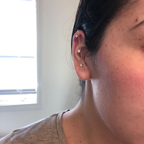 Ear Wrap Crawler Hook Earring, 14k Gold Plated, Edgy Wrap Ear Pin ...