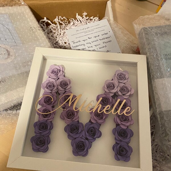 Initial & Name Flower Box | Paper Rose Gift Box | Customized Gift for ...