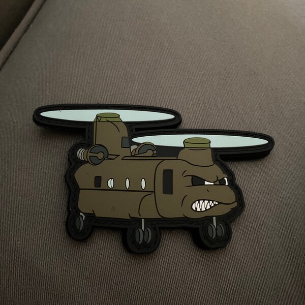 CH-47 Chinook Helicopter Cartoon PVC Patch - Military Aviation - Army ...
