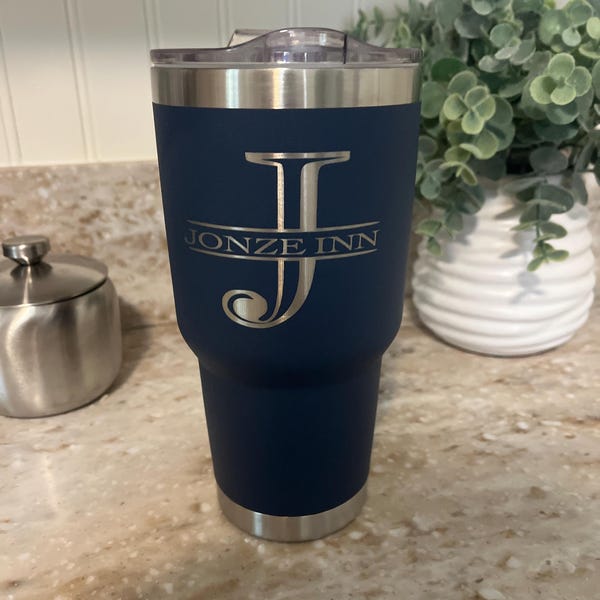 Personalized Initial YETI Tumbler: Laser Engraved 20 Oz Stainless Steel ...