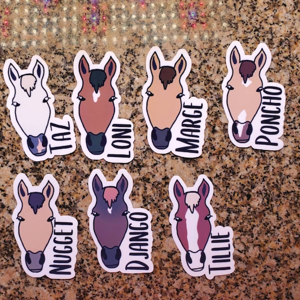 Custom Horse Head Sticker With Name Waterproof Vsco Laptop Water Bottle ...