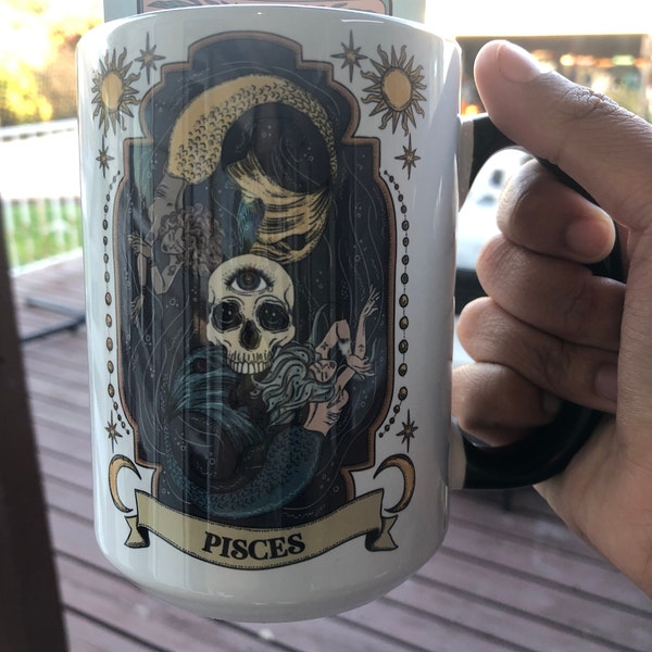 Pisces Zodiac Mug, Zodiac Coffee Mug, Pisces Mug, Witchy Pisces Mug ...