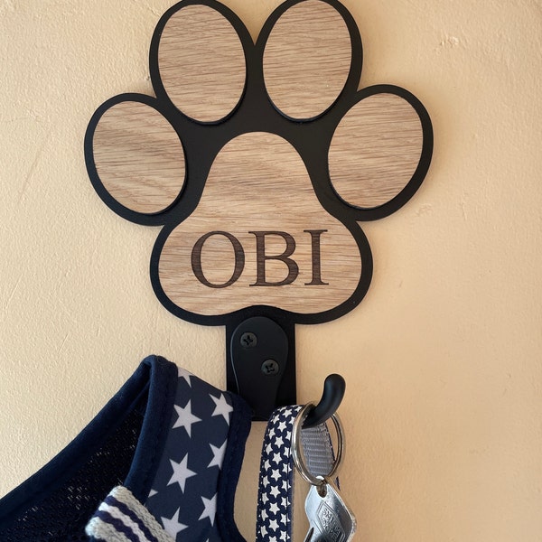 Personalised Dog Lead Hook | Dog Lead Holder | Dog Paw Print Lead ...
