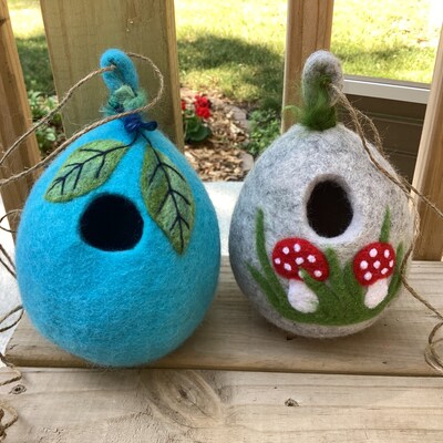 Felted Bird Pod Felted Wool Birdhouse Bird Eco Pod Unique - Etsy