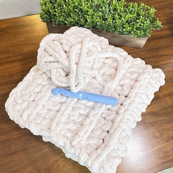 CROCHET PATTERN & VIDEO/ Chunky Cabin Throw, Jumbo Blanket Yarn Pattern ...