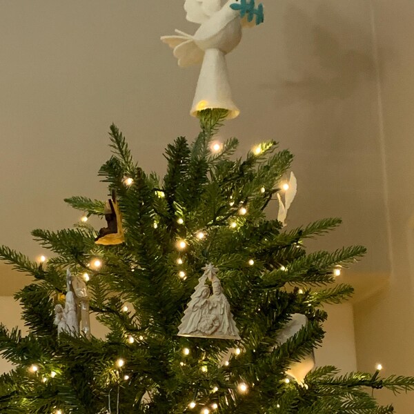 Joyful Santa Beluga Ornament, Hand Felted Ocean Animal Ornament ...