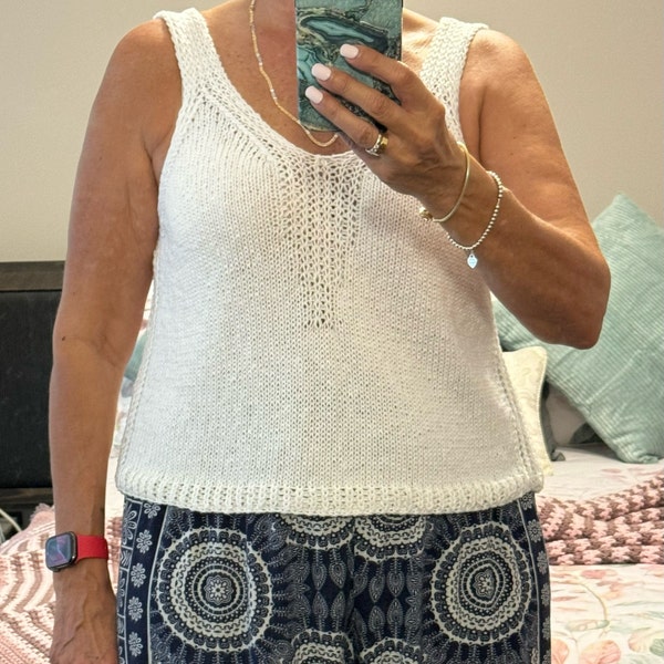 Knitting Pattern // Slinky Ribbed Tank Top Relaxed Summer Easy Knit Top ...