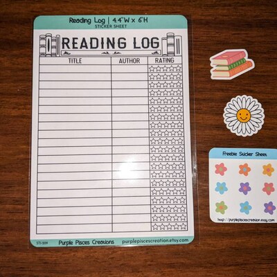 Reading Log Sticker 4.4w X 5.9h Title, Author, and Rating Columns 20 ...