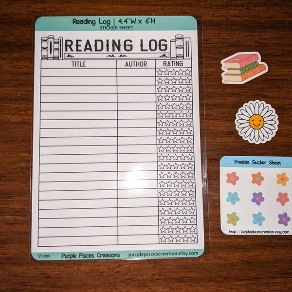 Reading Log Sticker | 4.4"w X 5.9"h | Title, Author, and Rating Columns ...