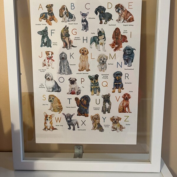 Dog Alphabet Poster ABC Animals Watercolor Alphabet Nursery Art ...
