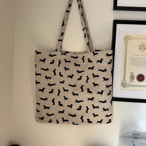Cotton Rich Linen Look Fabric Dachshund Dog Curtain Upholstery Cushion ...