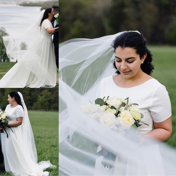 Chapel Length Wedding Bridal Veil 90 Inches White, Ivory, Elegant ...