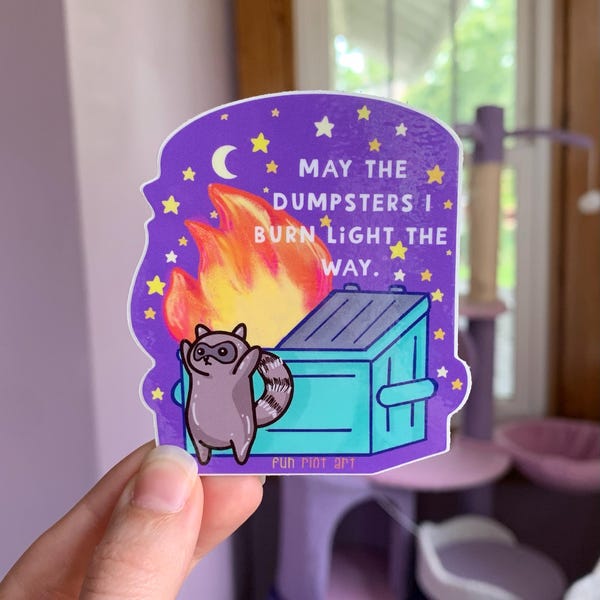 Raccoon Let the Dumpsters I Burn Light the Way Magnet Refrigerator Meme ...