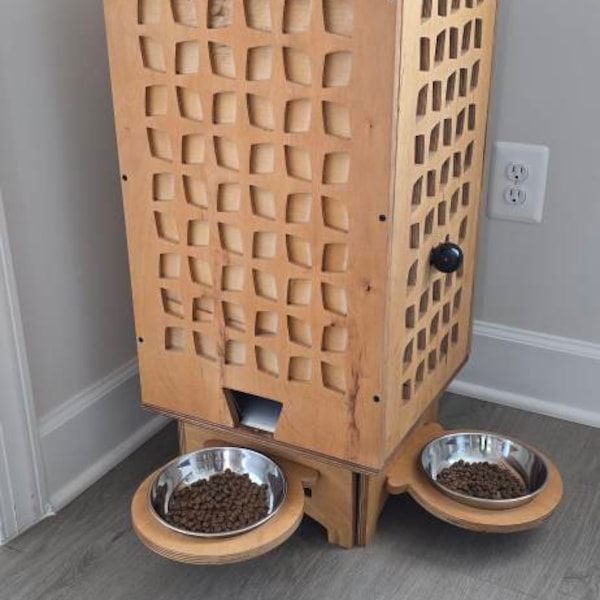 Mid-century Modern Kibble Dispenser: Stainless Steel Pet Food Storage ...