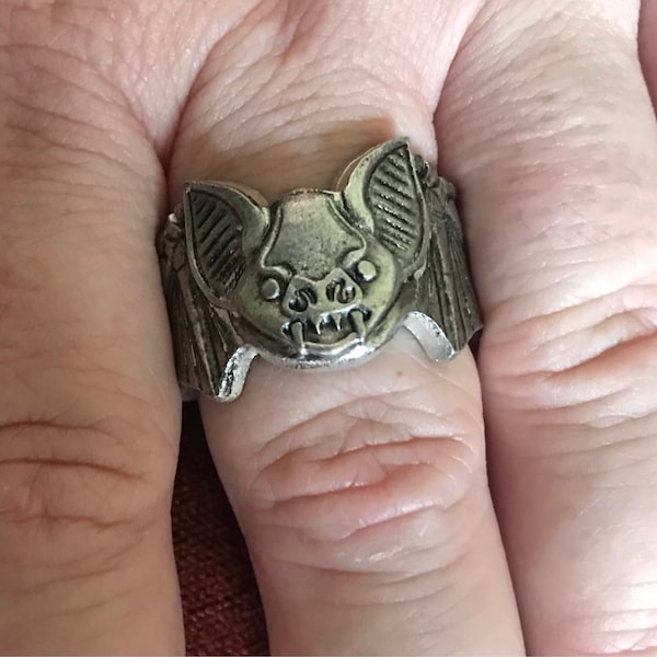 Bat Ring - Handcrafted Pewter Ring - Adjustable Men's Ring - Doctor Gus ...