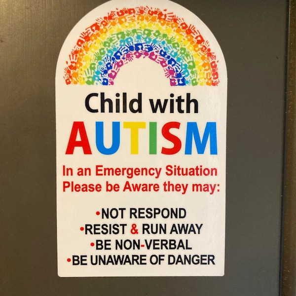 Children With Autism Sticker Safety Alert Door Wall Window Emergency ...