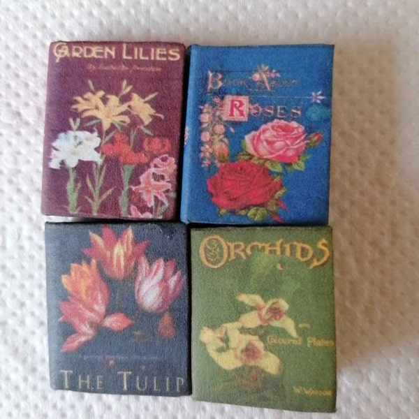4 Flower Dollhouse Miniature Books Set 1:12 – Full Set of 4 Flower ...
