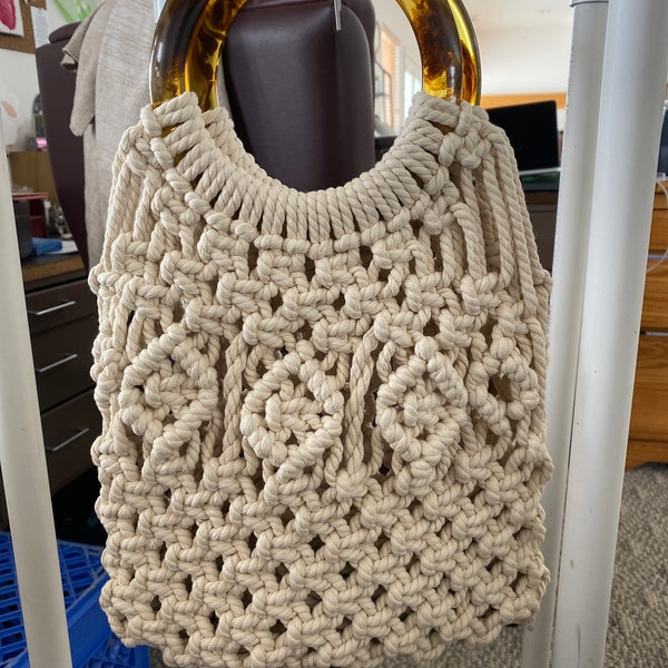 DIY Macrame Market Bag Pattern With Instructional Pictures, Macrame ...
