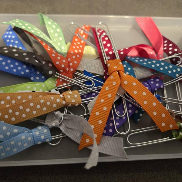Polka Dot Ribbon Planner Clips: Colorful Grosgrain Paperclips, 3 ...