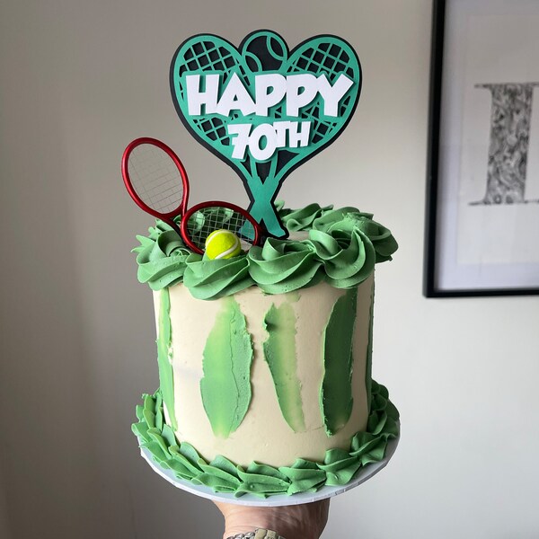 Tennis Theme Cake Topper - Personalised Sport Cake Decor | US Open ...