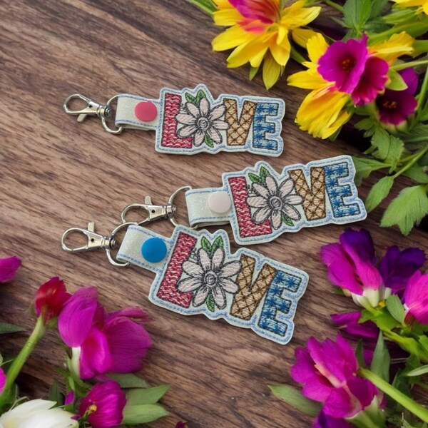 Bundle Package Floral Frame ITH Key Fob Embroidery Design File, Snap ...