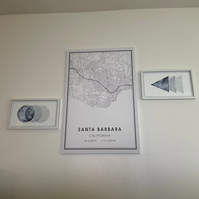 Santa Barbara Map Print Poster Canvas California Map Print Poster ...