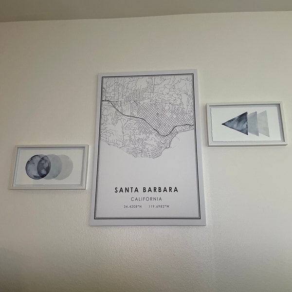 Santa Barbara Map Print Poster Canvas | California Map Print Poster ...