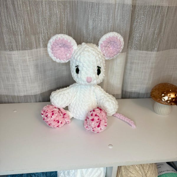 Mae Mouse - PDF Crochet Pattern - LOW SEW Mouse Wearing Socks, Plushie ...