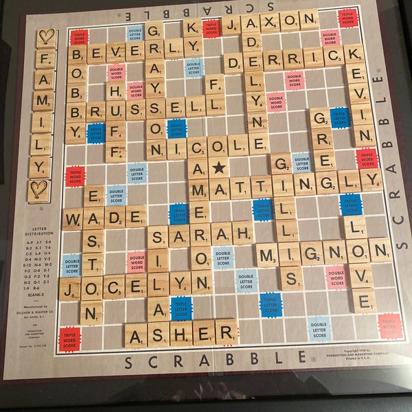 Custom Framed Scrabble Boards - Personalized Gift - Vintage Scrabble Board - Family Tree ...