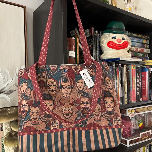 Creepy Circus Clowns Shoulder Bag Purse Scary Monsters Handbag Tote ...